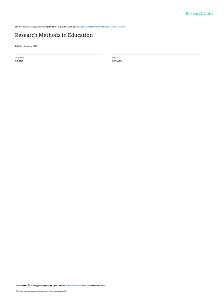 Cohen, L., Manion, L., & Morrison, K. (2018) - Research Methods in ...