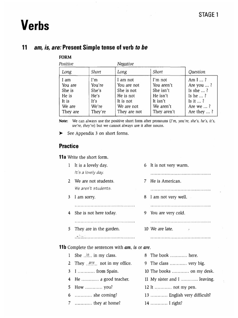 Longman Grammar Practice For Elementary - To Be | PDF