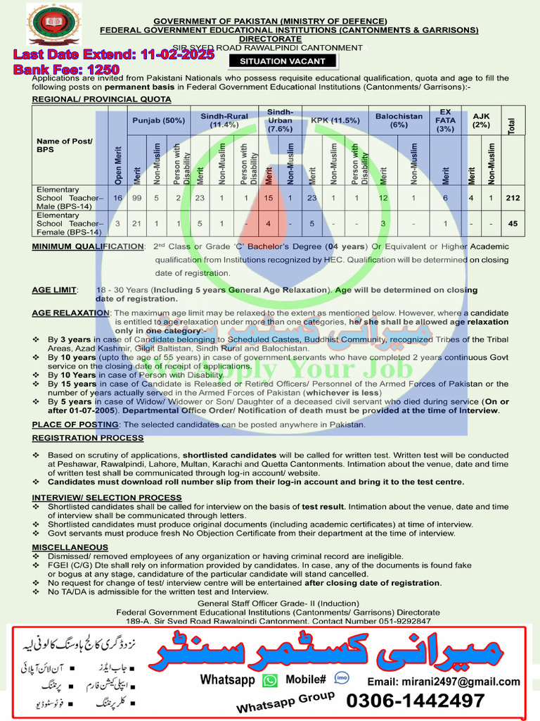 Federal Govt Teaching Job 2025 | PDF