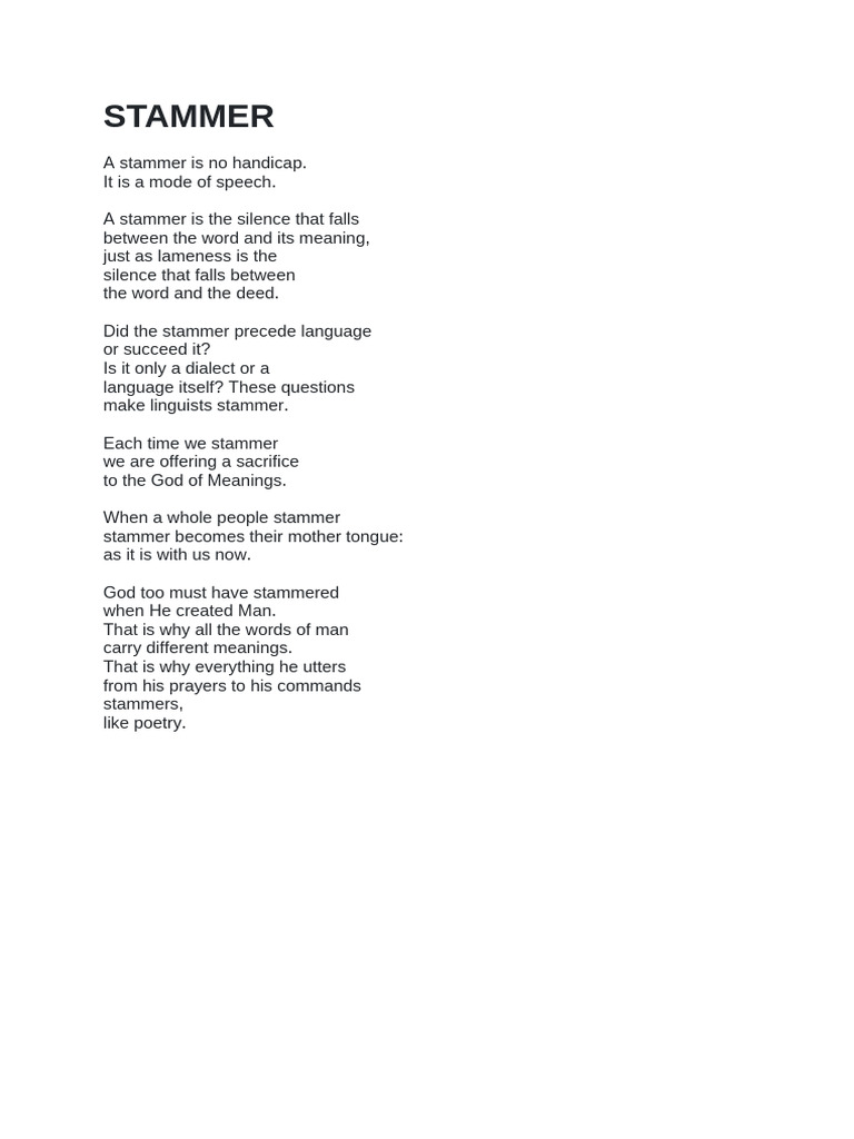 Stammer Poem | PDF