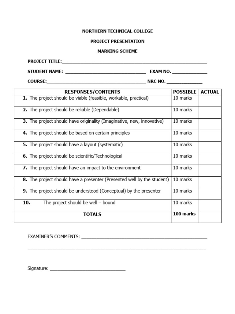 Project Marking Guide | PDF