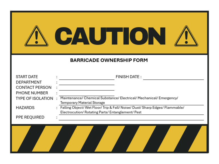 Barricade Ownership Form Template | PDF