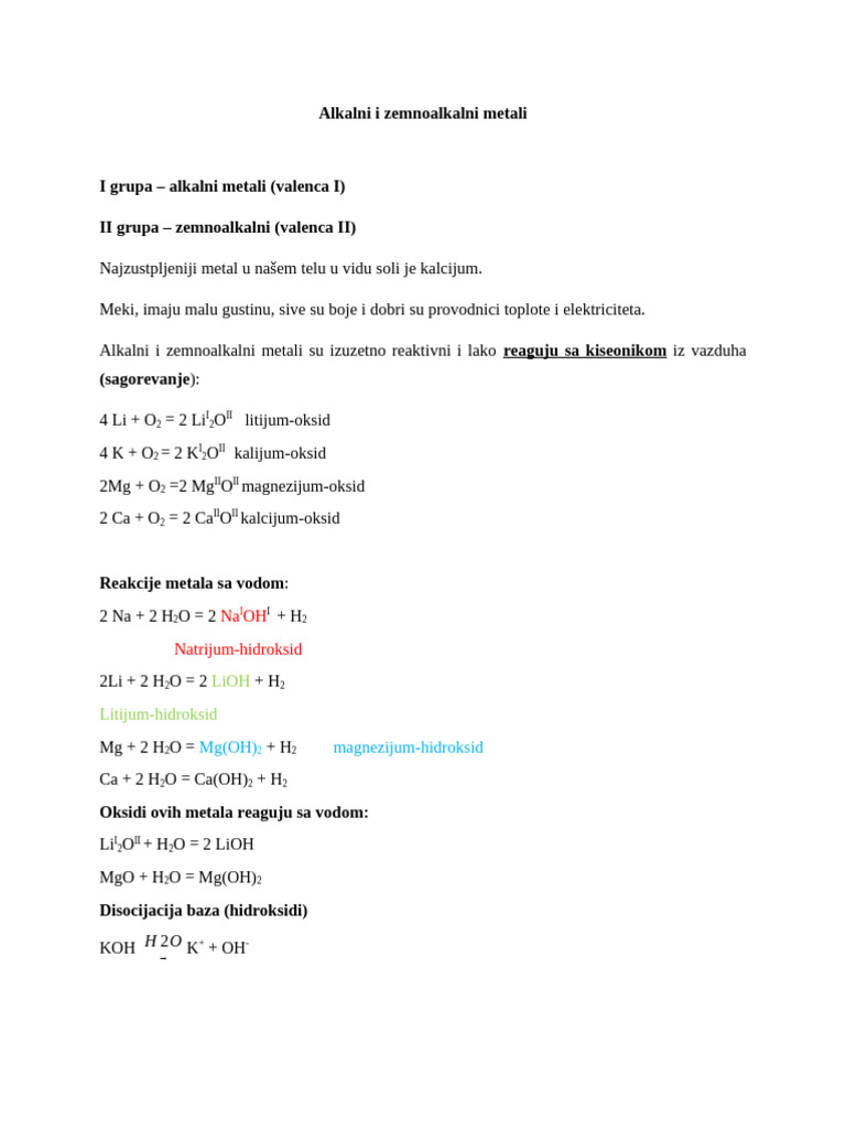 Alkalni I Zemnoalkalni Metali: Na OH Natrijum-Hidroksid | PDF