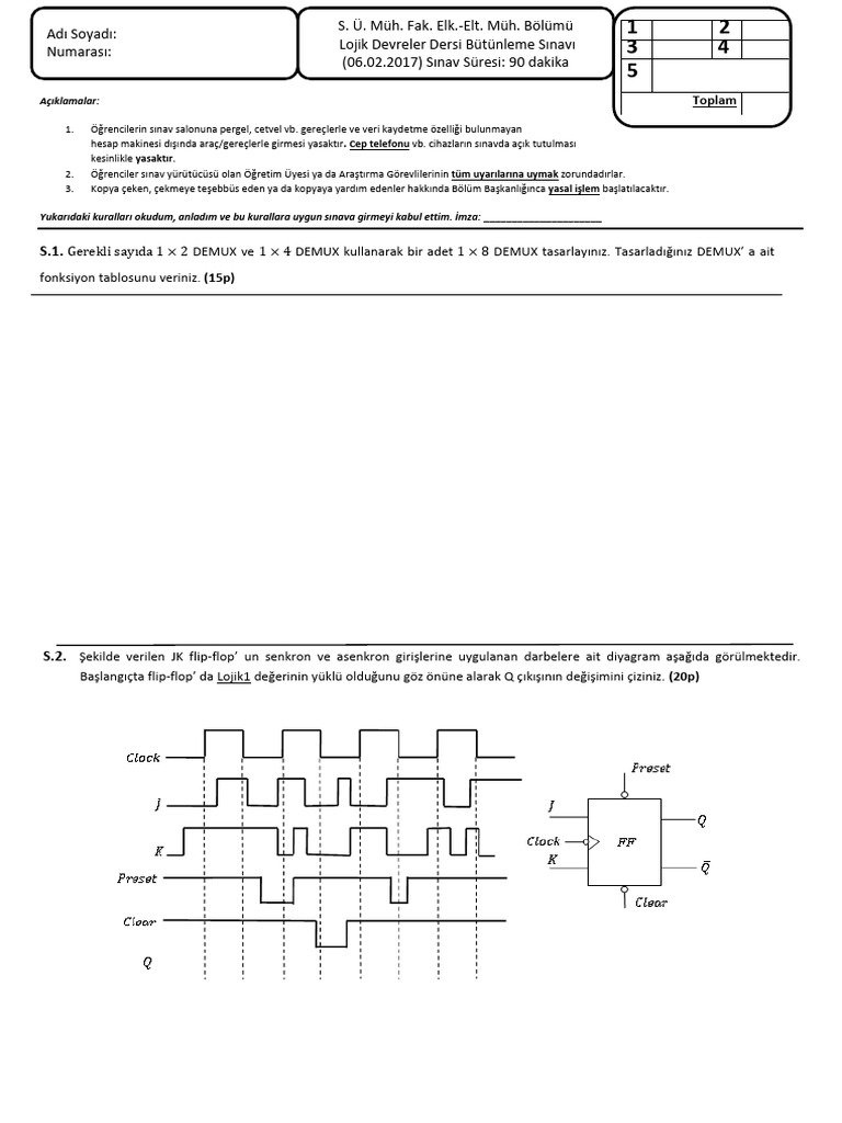 Lojik Devreler 16-17 Bütünleme | PDF