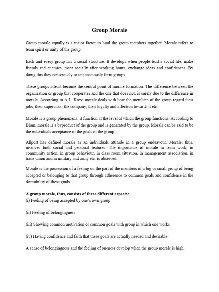 Group Morale | PDF | Goal | Feeling