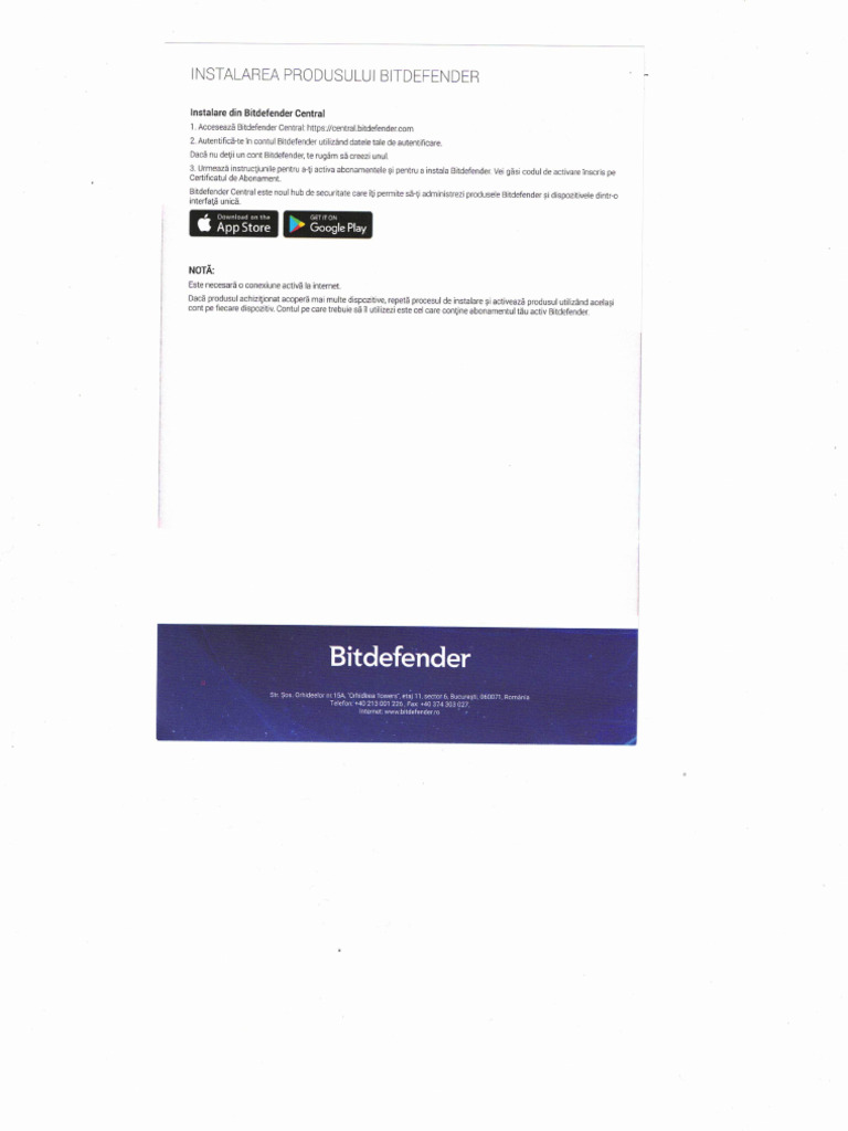 Instructiuni Activare Bitdefender | PDF