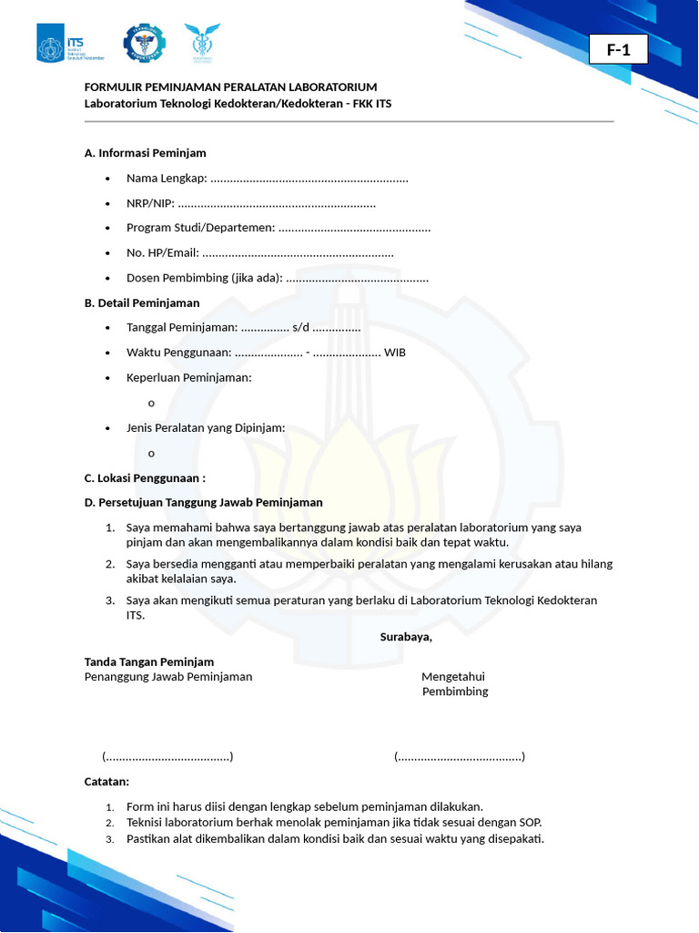 Format Peminjaman Alat Laboratorium | PDF