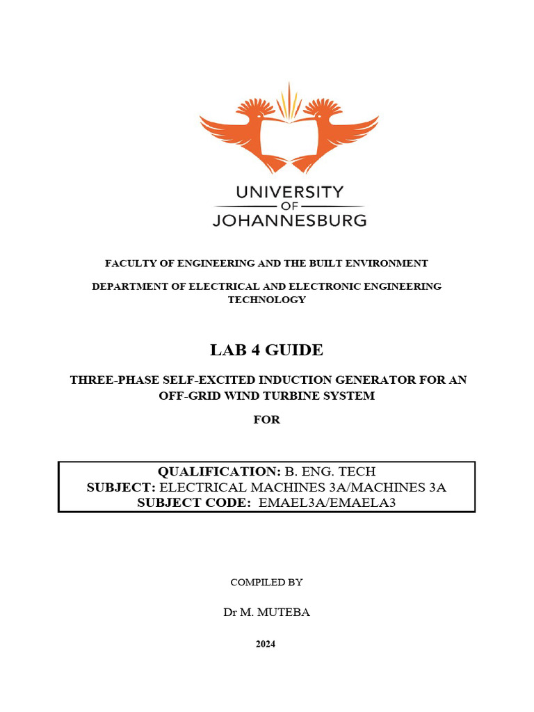 Lab 4 Guide Three-Phase Self-Excited Induction Generator | PDF ...