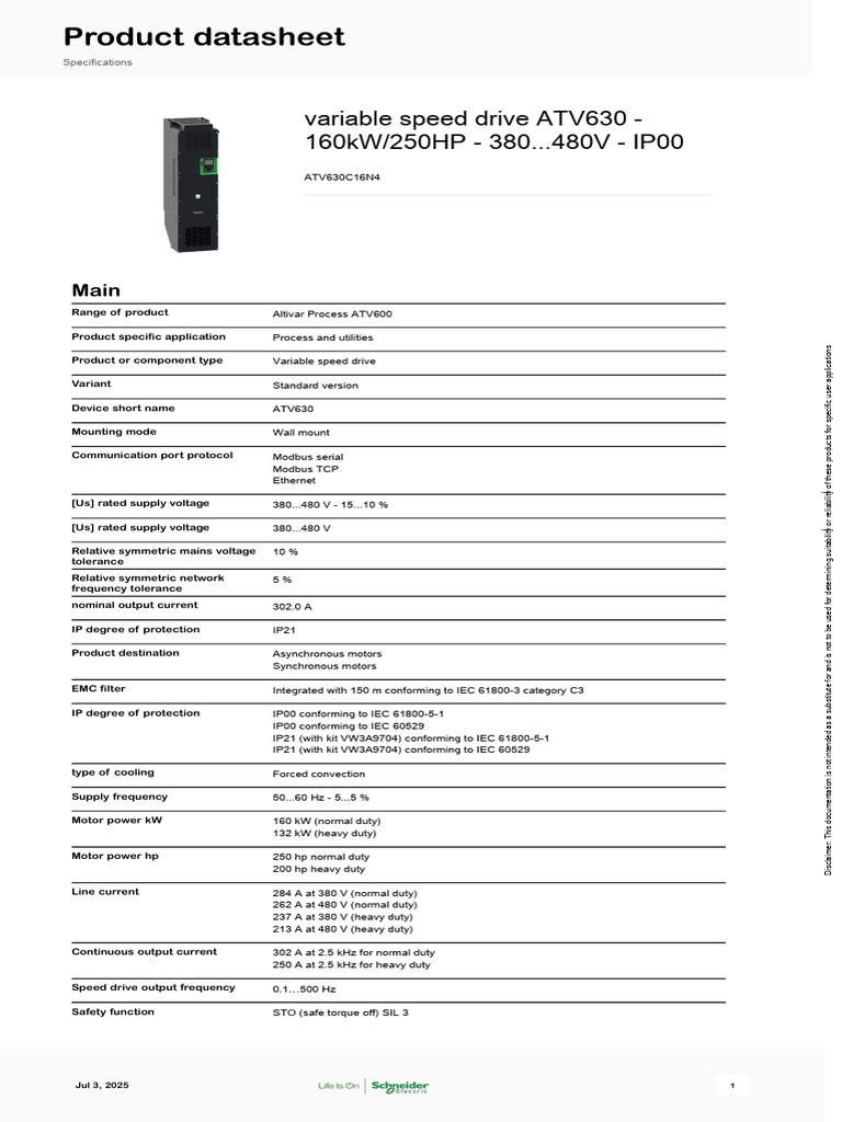 Schneider Electric Altivar-Process-ATV600 ATV630C16N4 | PDF | Electric ...