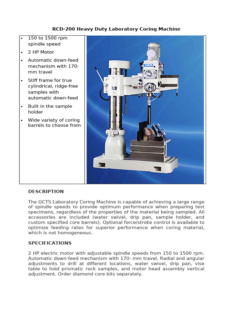 RCD-200 Heavy Duty Coring Machine | PDF