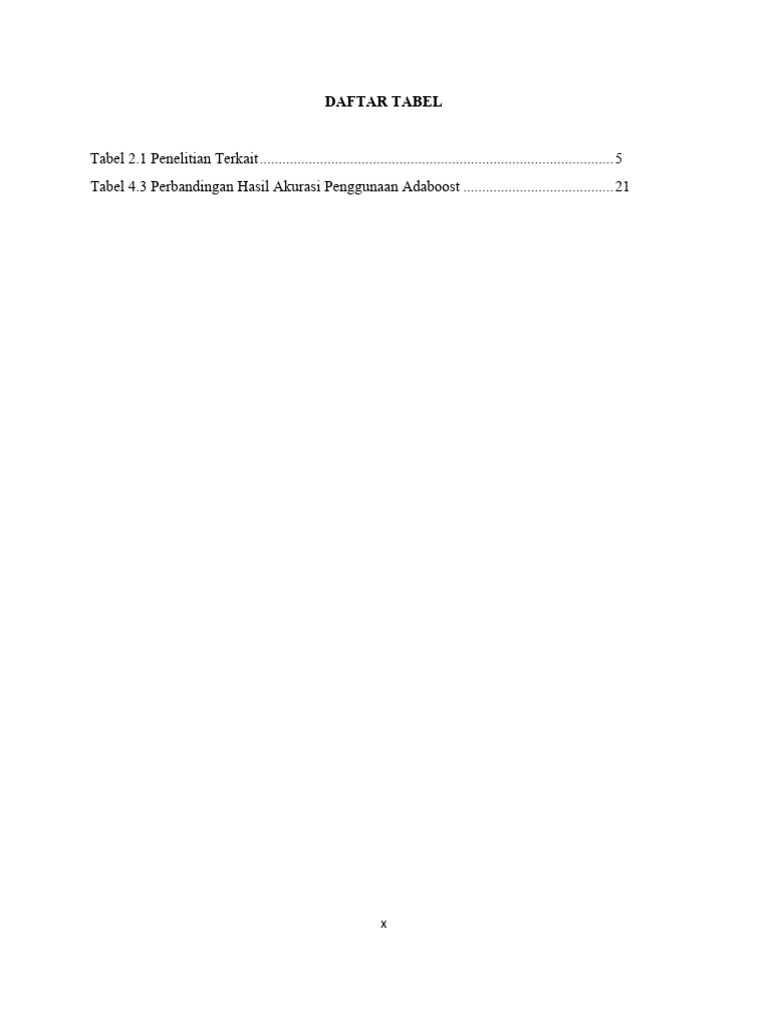 10 Daftar Tabel | PDF