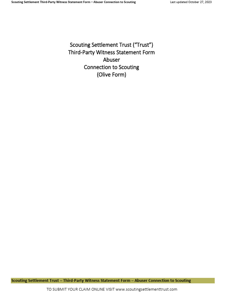 Scouting Settlement Witness Statement Form | PDF