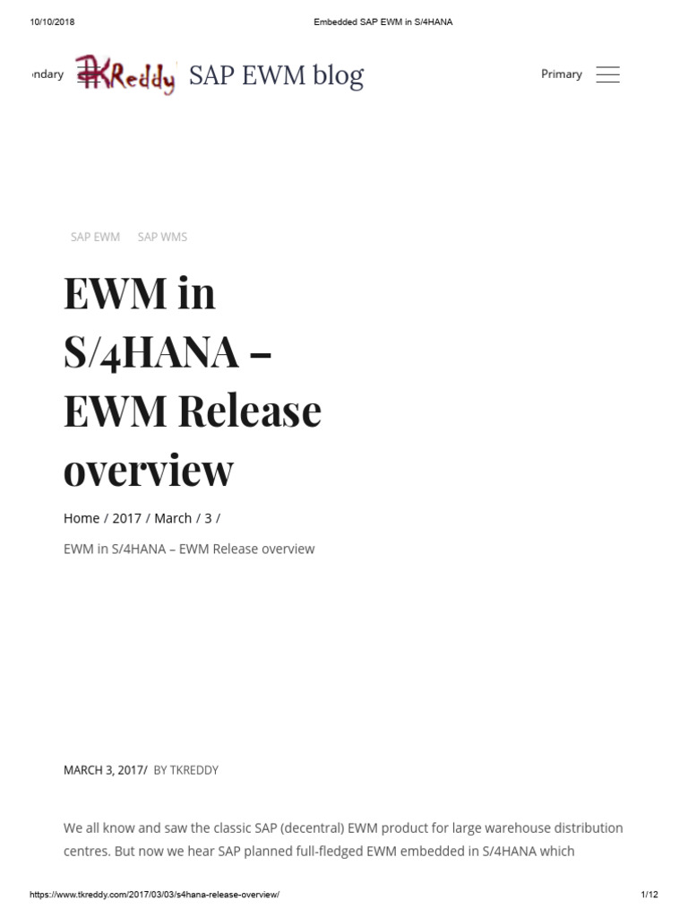 Embedded Sap Ewm in S - 4hana | PDF | Computing | Information Technology