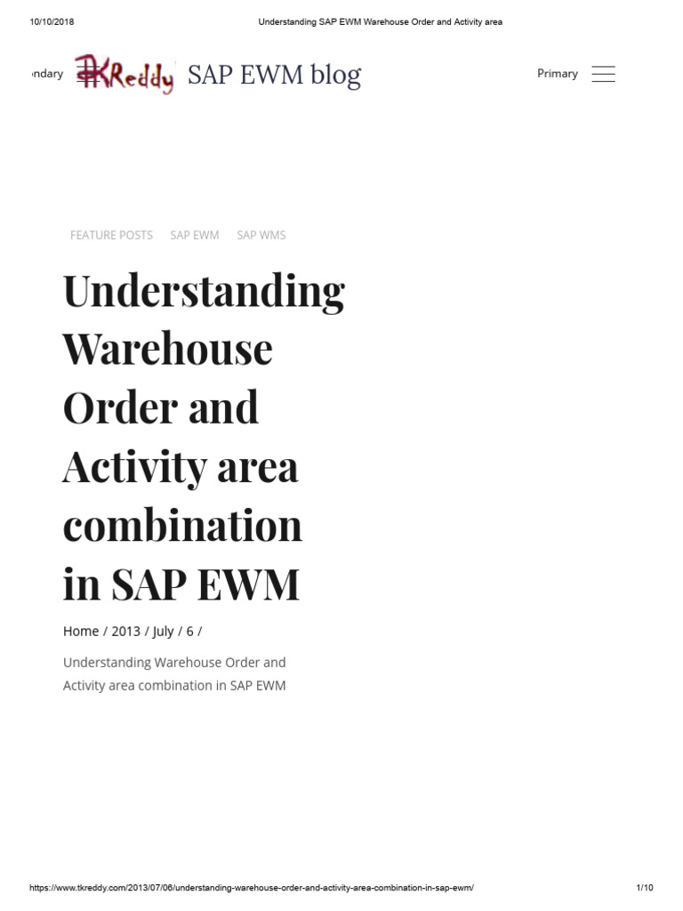 Understanding SAP EWM Warehouse Order and Activity Area | PDF ...