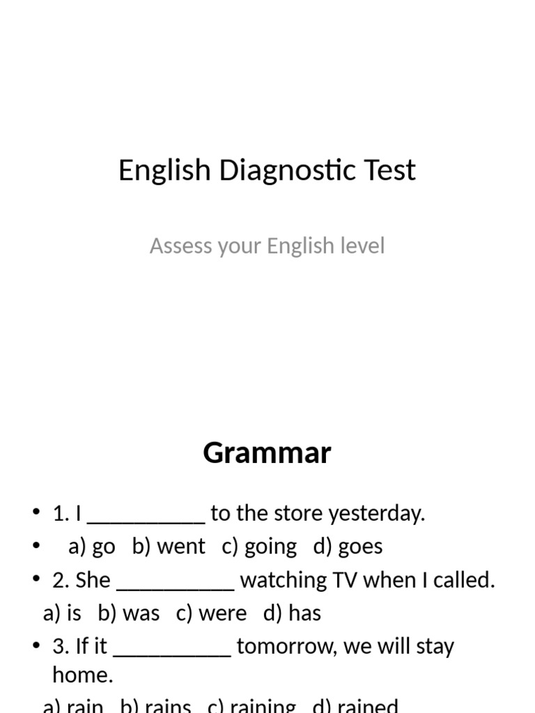 A2 B1 English Diagnostic Test Complete | PDF