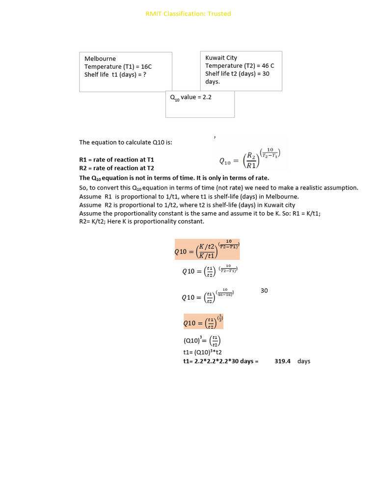 Calculating Q10 for Reaction Rates | PDF