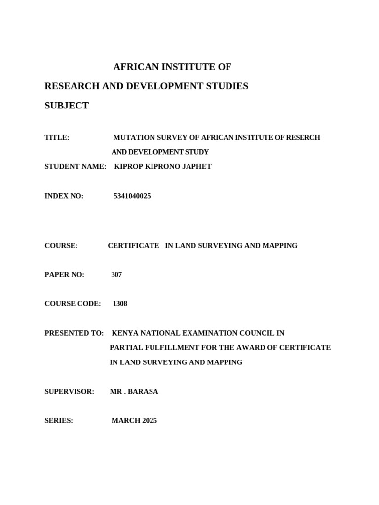 Japhet Project Land Survey | PDF | Surveying | Topography