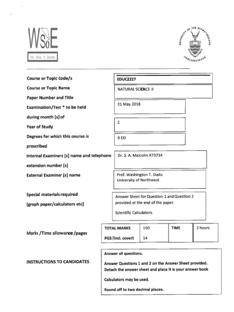 EDUC2227 - Natural Science 2 | PDF