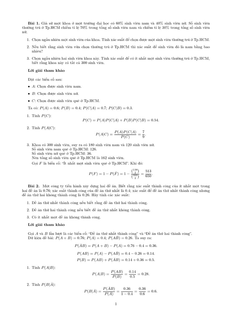 Giai Mot So Cau Trong de Thi Cac Nam Truoc XSTK | PDF