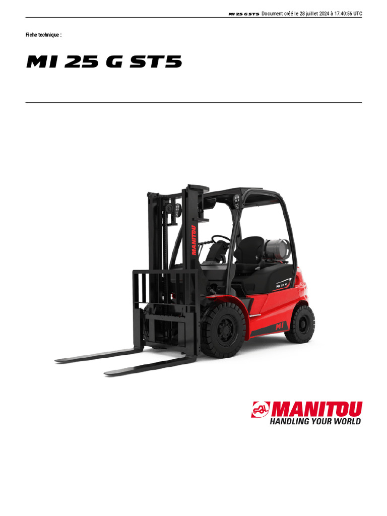 Fiche technique Manitou MI 25 G ST5 | PDF | Véhicule motorisé ...