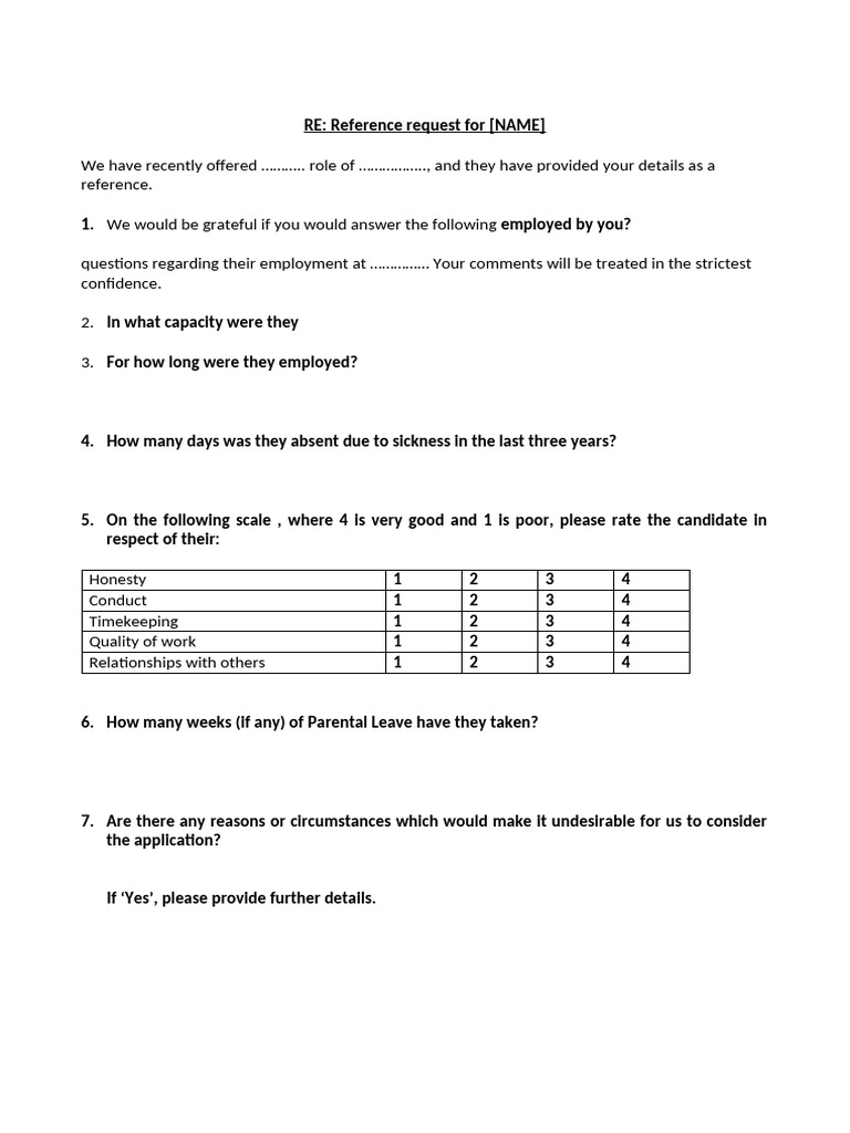 Reference Request Template | PDF
