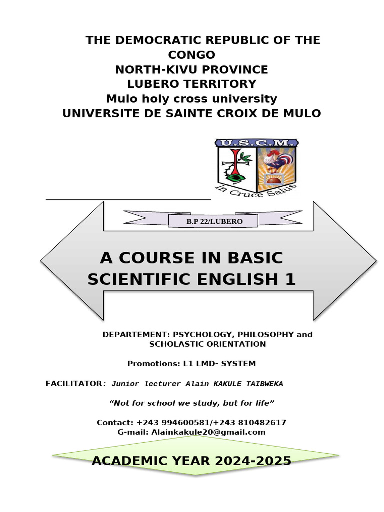 Scientific English in l1 Philo - Psycho and Orientation 2025 | PDF ...