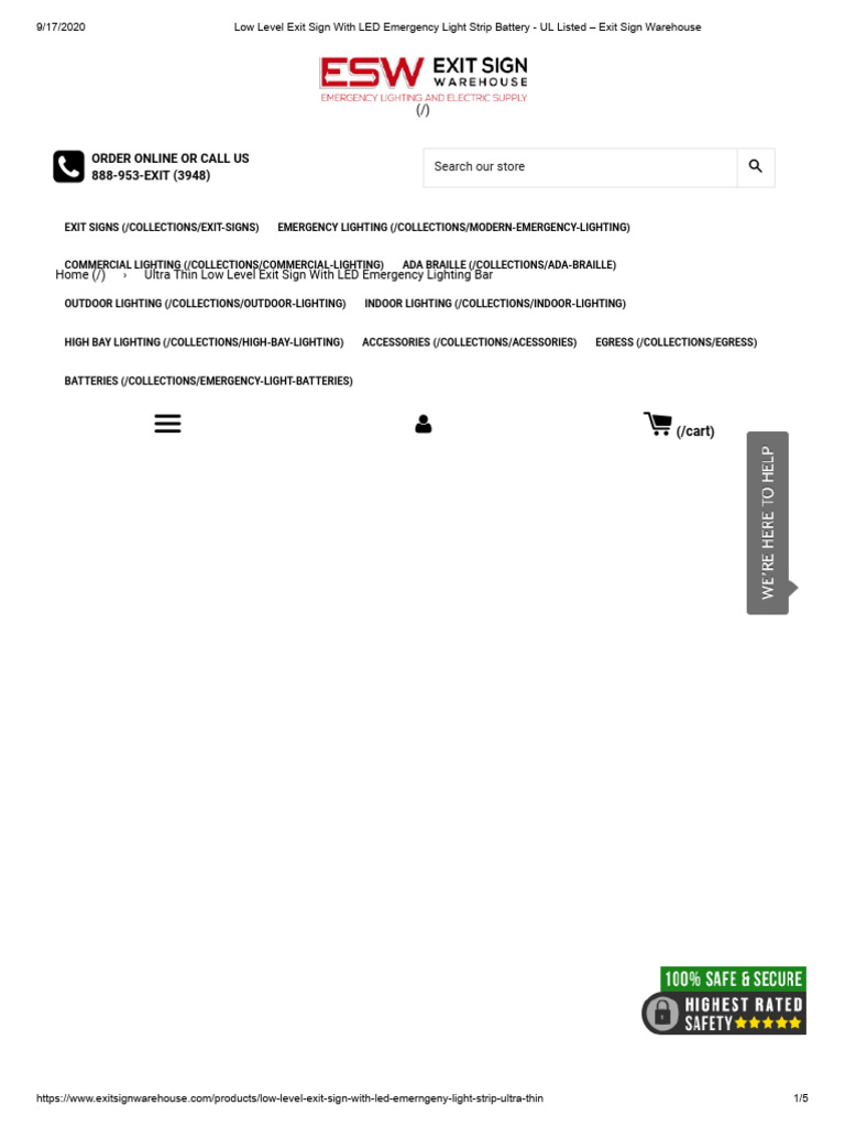 Low Level Exit Sign With LED Emergency Light Strip Battery - UL Listed ...