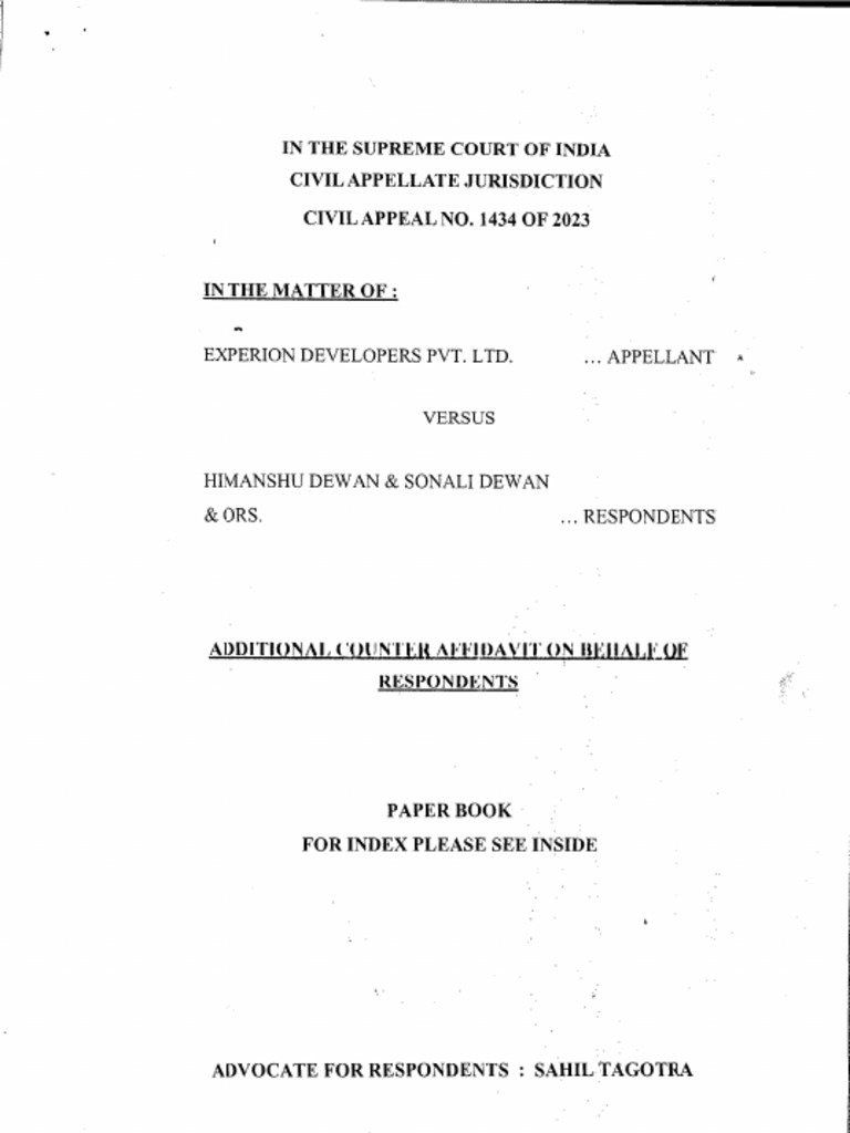 In The Supreme Court of India Civil Appellate Jurisdiction Civil Appeal ...