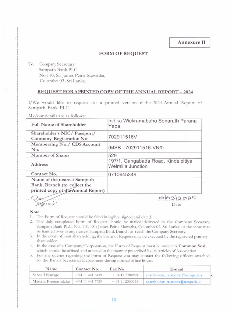 From of Request | PDF
