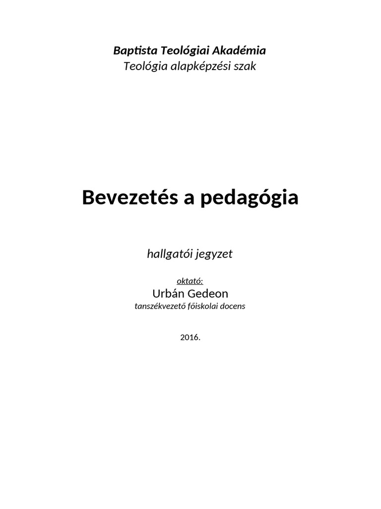 Pedagógiai Jegyzet 1. | PDF