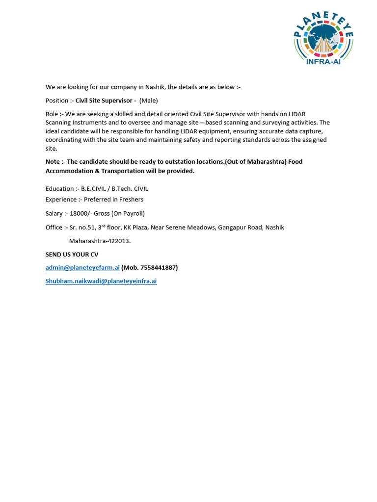 JD Site Supervisor 1 | PDF