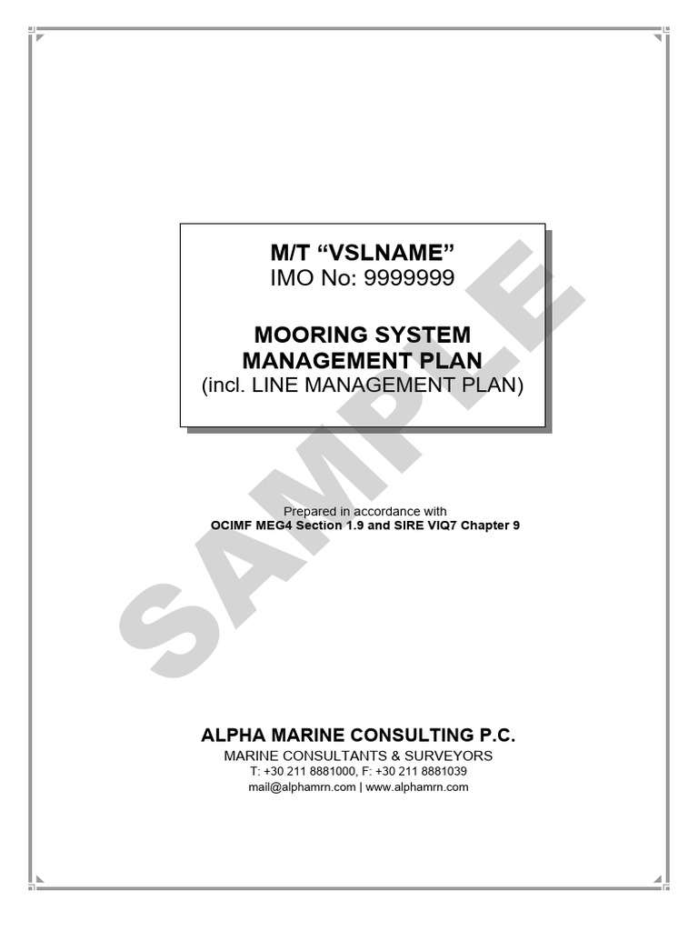 Mooring System Management Plan | PDF | Rope | Shipping