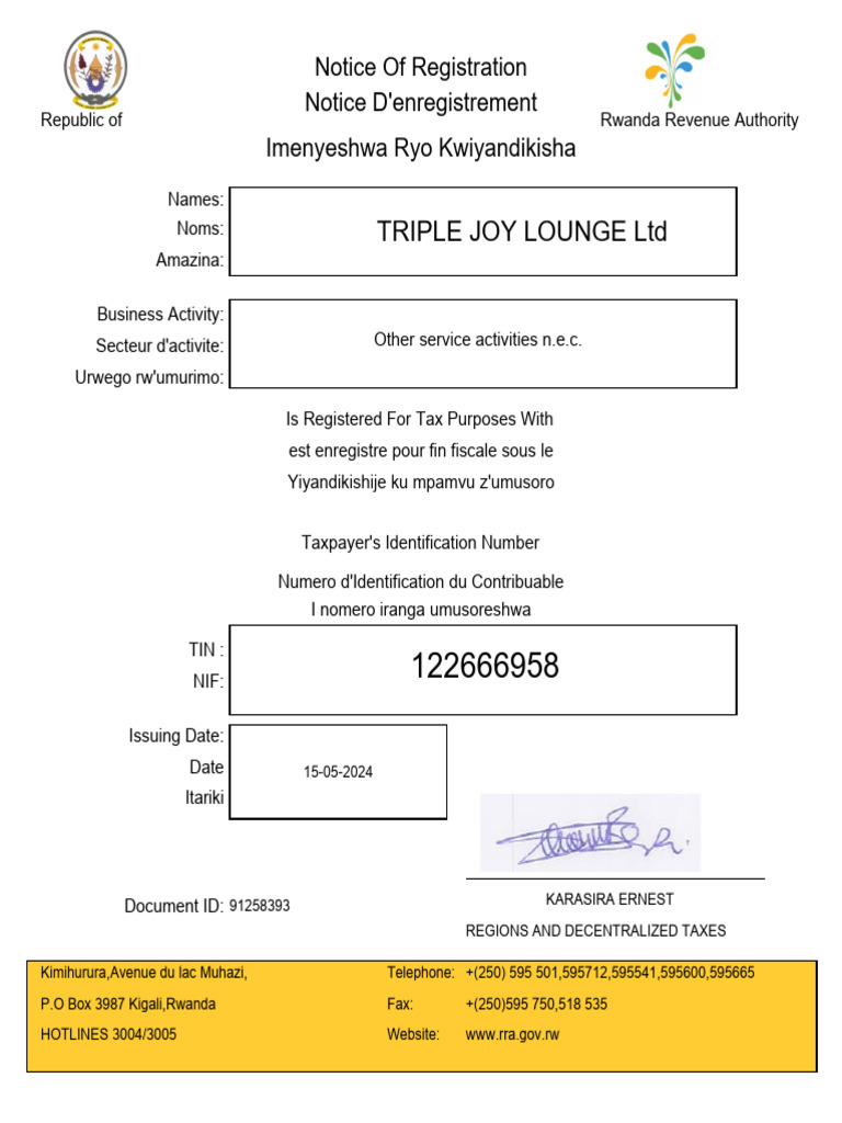 Registration Acknowledgement 120069953 | PDF