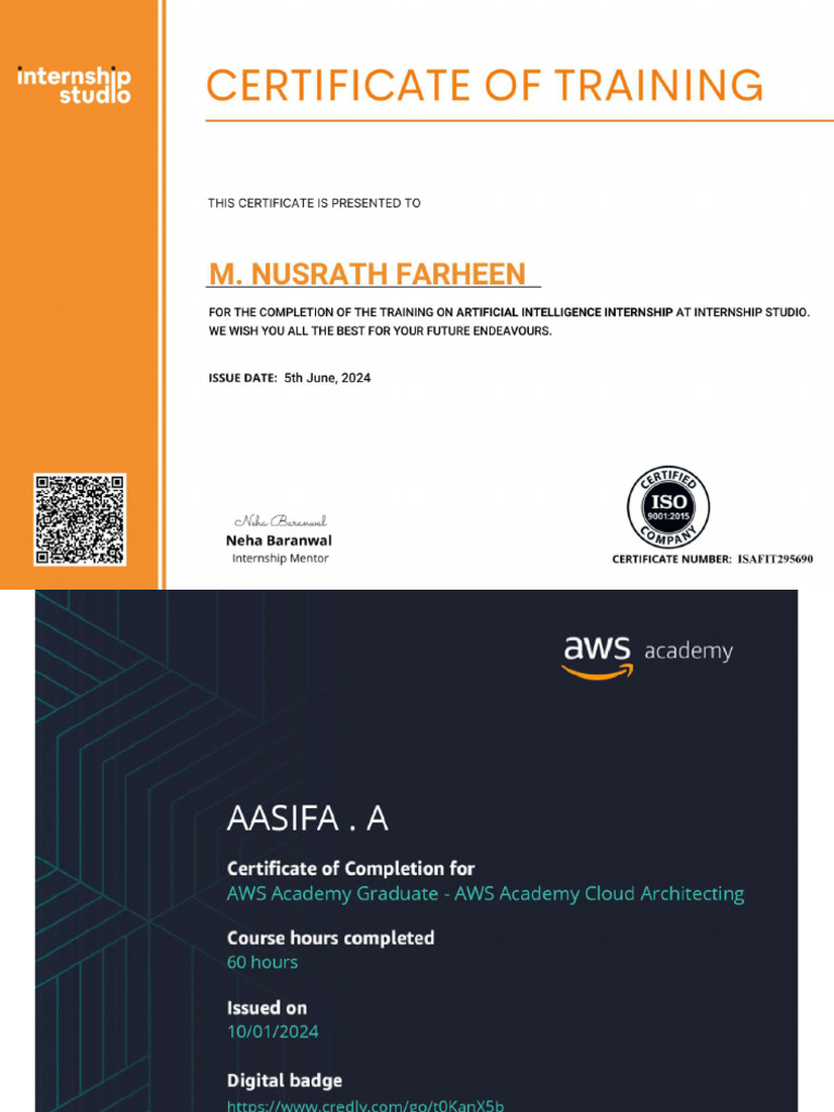 Artificial Intelligence and Data Science - Certificates - 2023-2024 | PDF