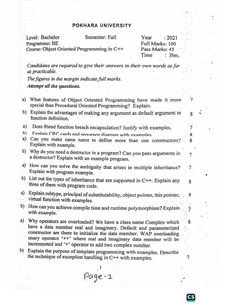 Oop C++ Questions | PDF
