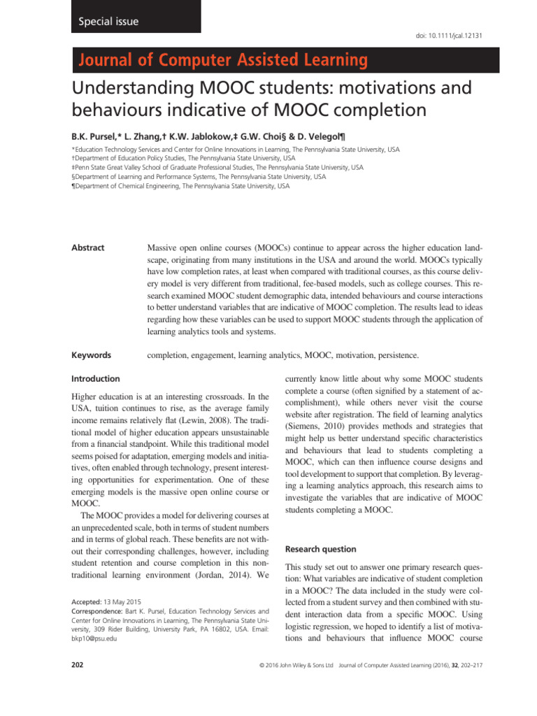 Understanding MOOC Students Motivations | PDF | Massive Open Online ...