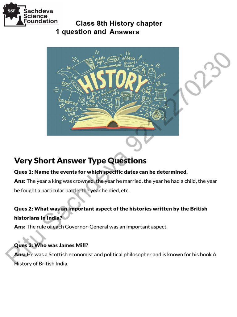 Class 8 History Chapter 1 Q&A Guide | PDF | British Raj | Graduate ...