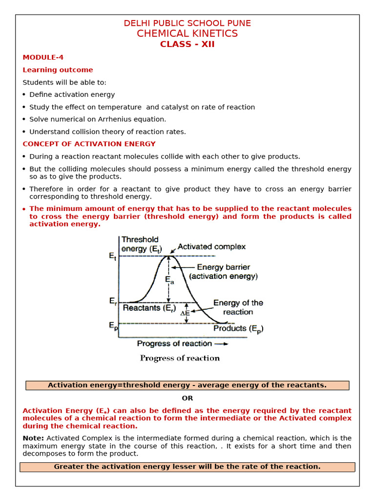 Xii Chemical Kineticsmodule 4 | PDF | Reaction Rate | Activation Energy
