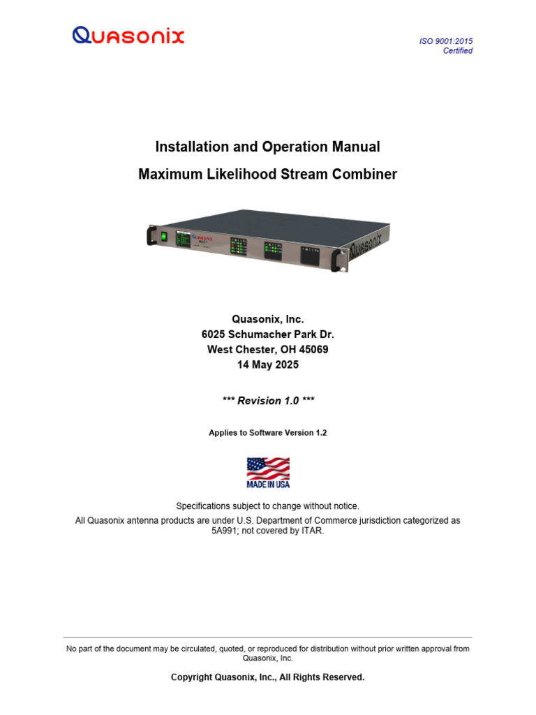 Maximum Likelihood Stream Combiner Manual | PDF | Computer Network | Ip ...