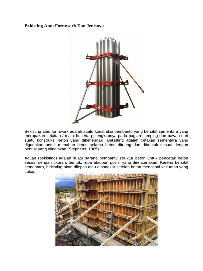 Jenis dan Fungsi Bekisting Beton | PDF