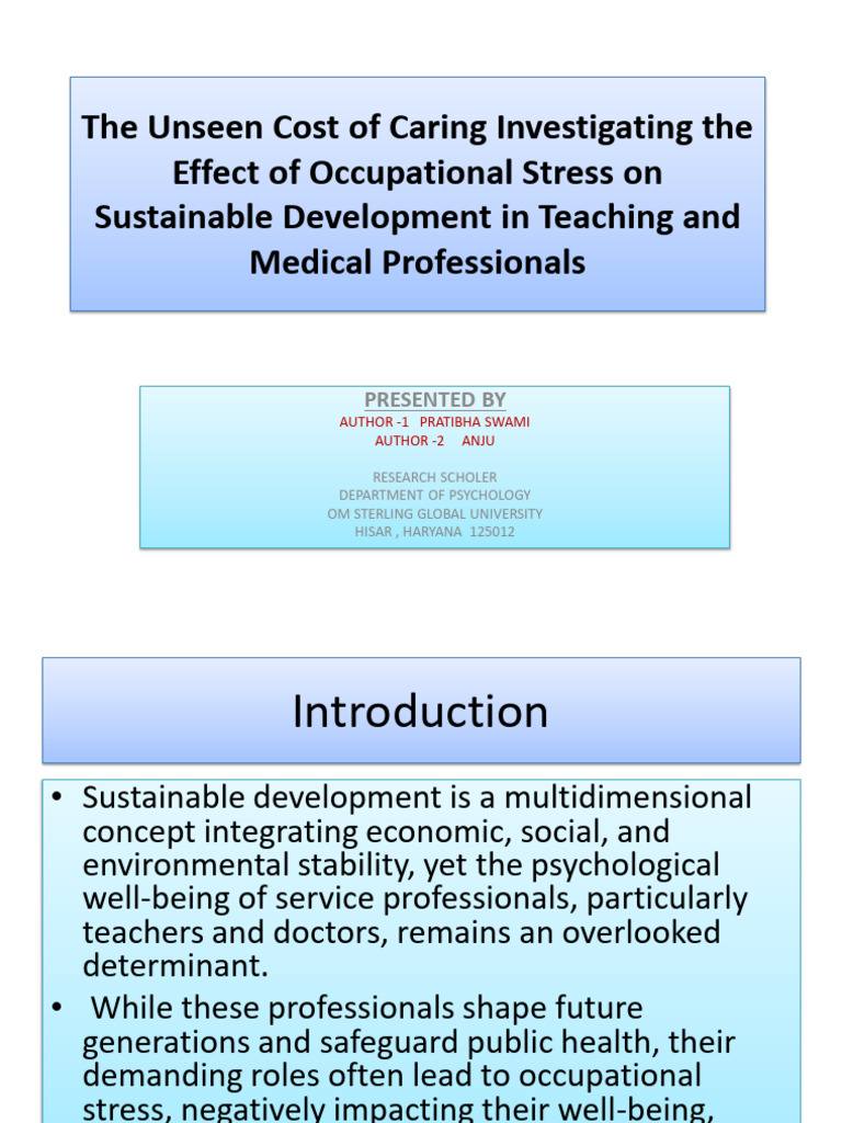 The Unseen Cost of Caring Investigating The Effect of Occupational ...