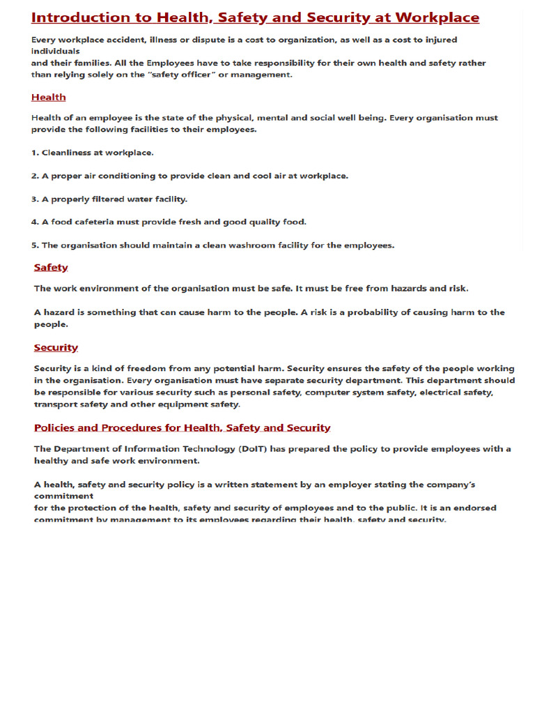 Unit4 - Health Safety Security | PDF