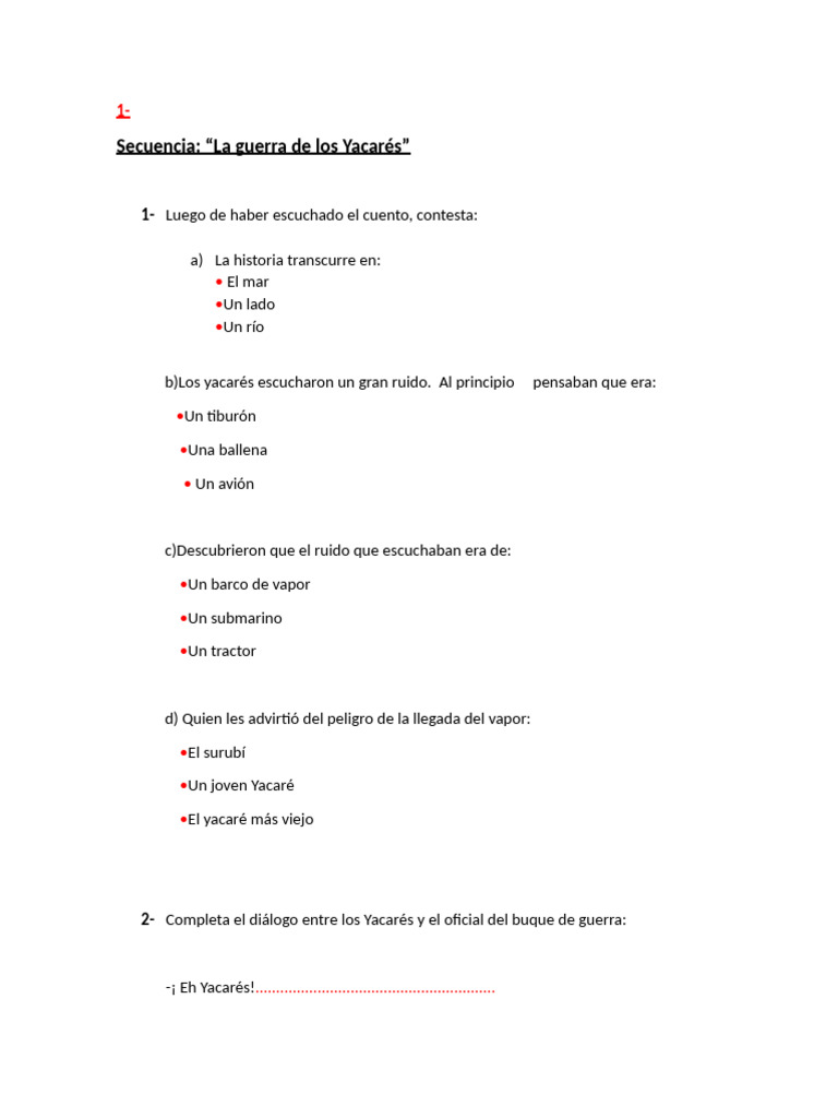 Secuencia La Guerra de Los Yacarés 1 | PDF