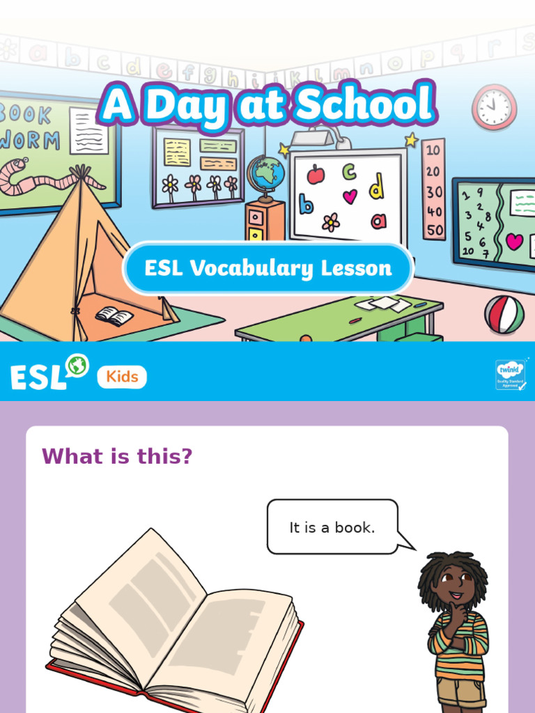 T 1740398404a Esl A Day at School Lesson Kids Pre A1 Powerpoint | PDF