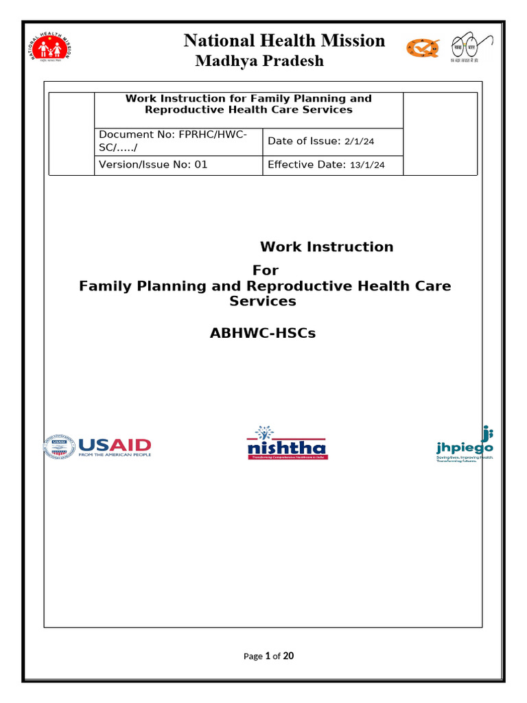 Family Planning Work Instructions | PDF | Combined Oral Contraceptive ...