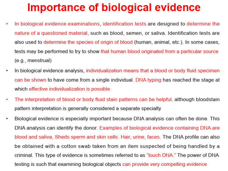 Significance of Biological Evidence | PDF