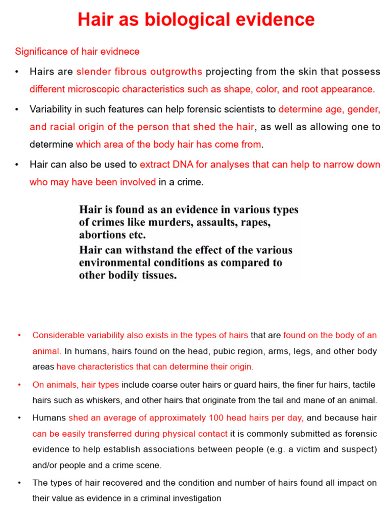 Forensic Significance of Hair Evidence | PDF