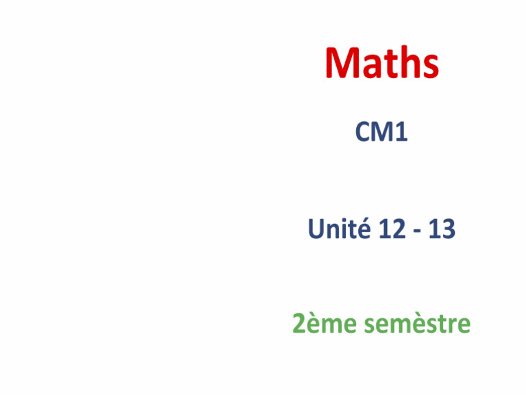CM1 Maths U 12 13 Cover | PDF