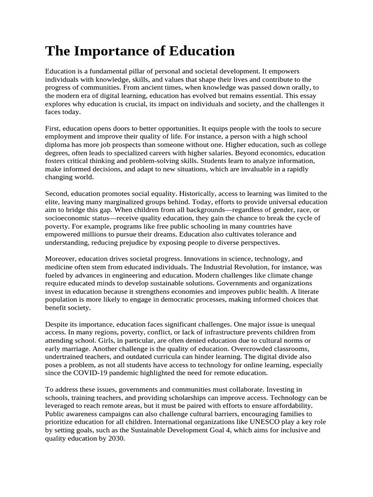 The Importance of Education | PDF | Social Psychology