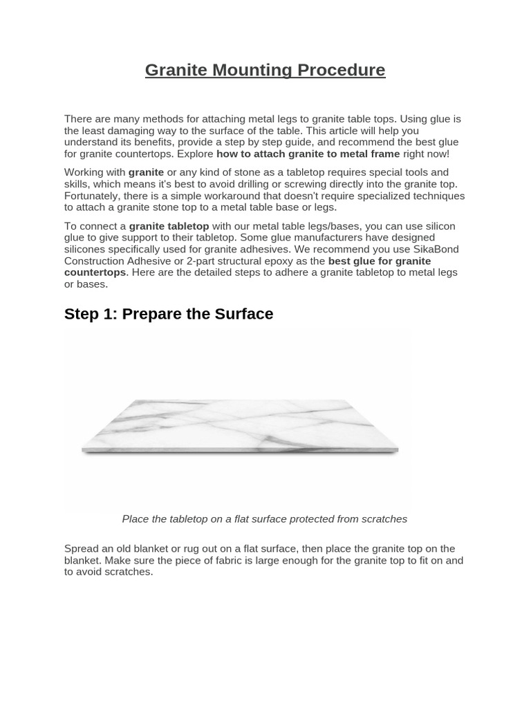 Granite Mounting Procedure | PDF | Adhesive | Materials